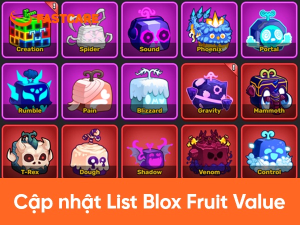Blox Fruit Value cập nhật mới nhất, Full trái ác quỷ giá trị cao